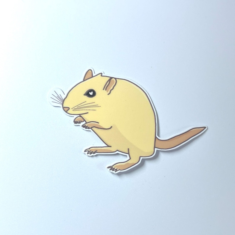 Cute Tan Gerbil Sticker. Paper Vinyl Laminate. Small Animal Pet Sticker ...