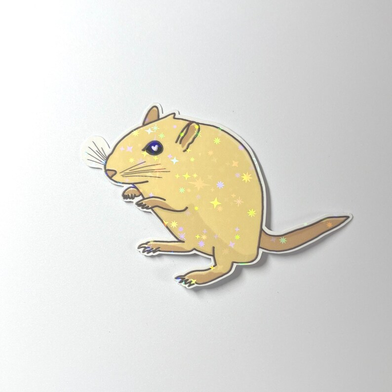 Cute Tan Gerbil Sticker. Paper Vinyl Laminate. Small Animal Pet Sticker ...
