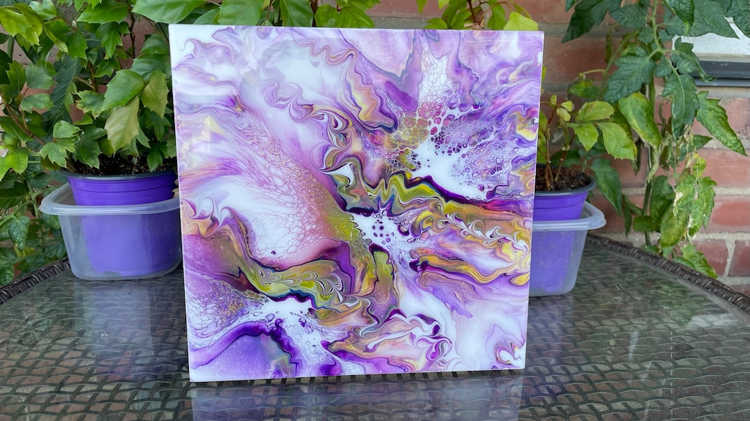 10x10 Lavender - Dutch Pour, Abstract Painting, Acrylic Painting, Fluid ...