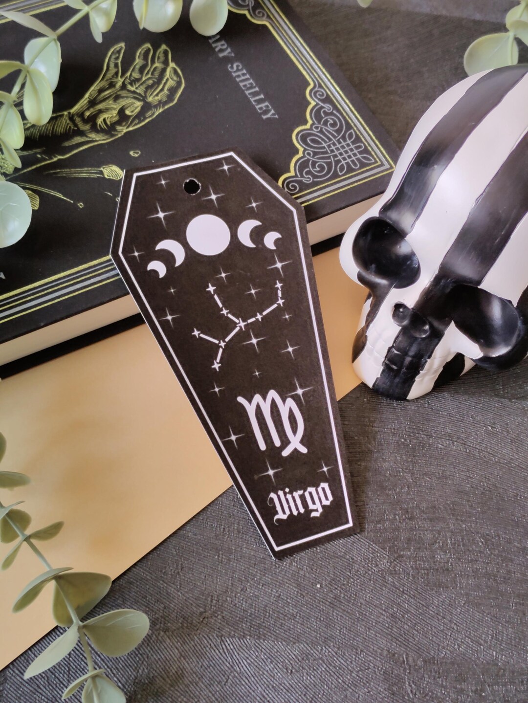 Virgo Star Sign Constellation Coffin Shaped Black Bookmark - Etsy UK