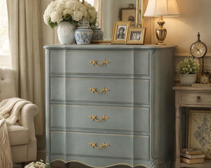 Refinished Vintage Dixie Chest: French Provincial, Duck Egg Blue - Etsy