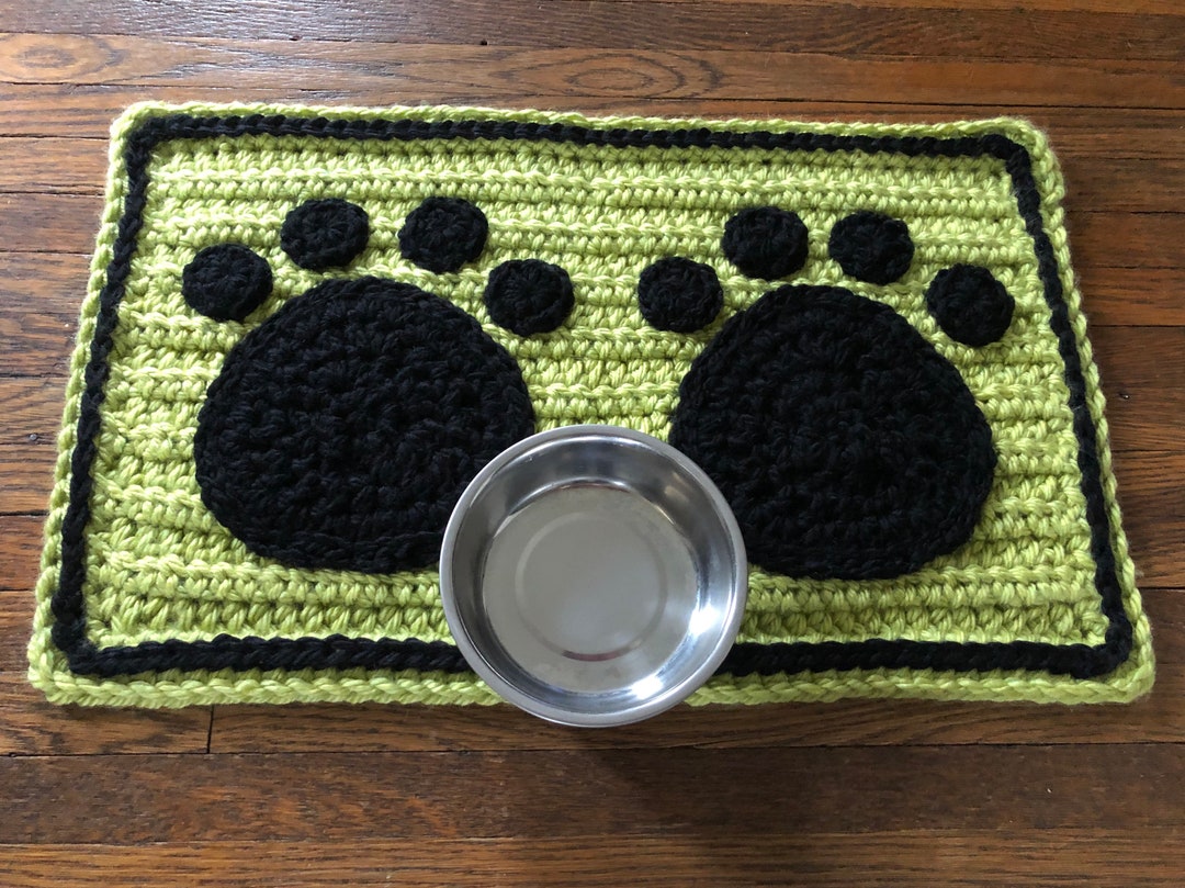 Crochet PATTERN Paw Prints Pet Bowl Mat Pet Placemat Paw - Etsy