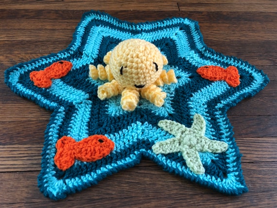 Crochet PATTERN Octopus Fish Lovey Blanket Octopus Ocean - Etsy
