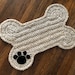 Ivory Beige Dog Mat With Paw Print, Personalized Dog Bone Food Water ...