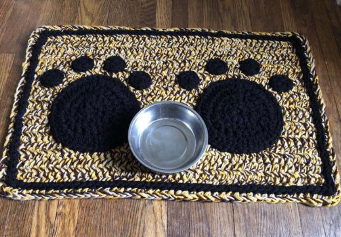 Crochet PATTERN Paw Prints Pet Bowl Mat Pet Placemat Paw | Etsy