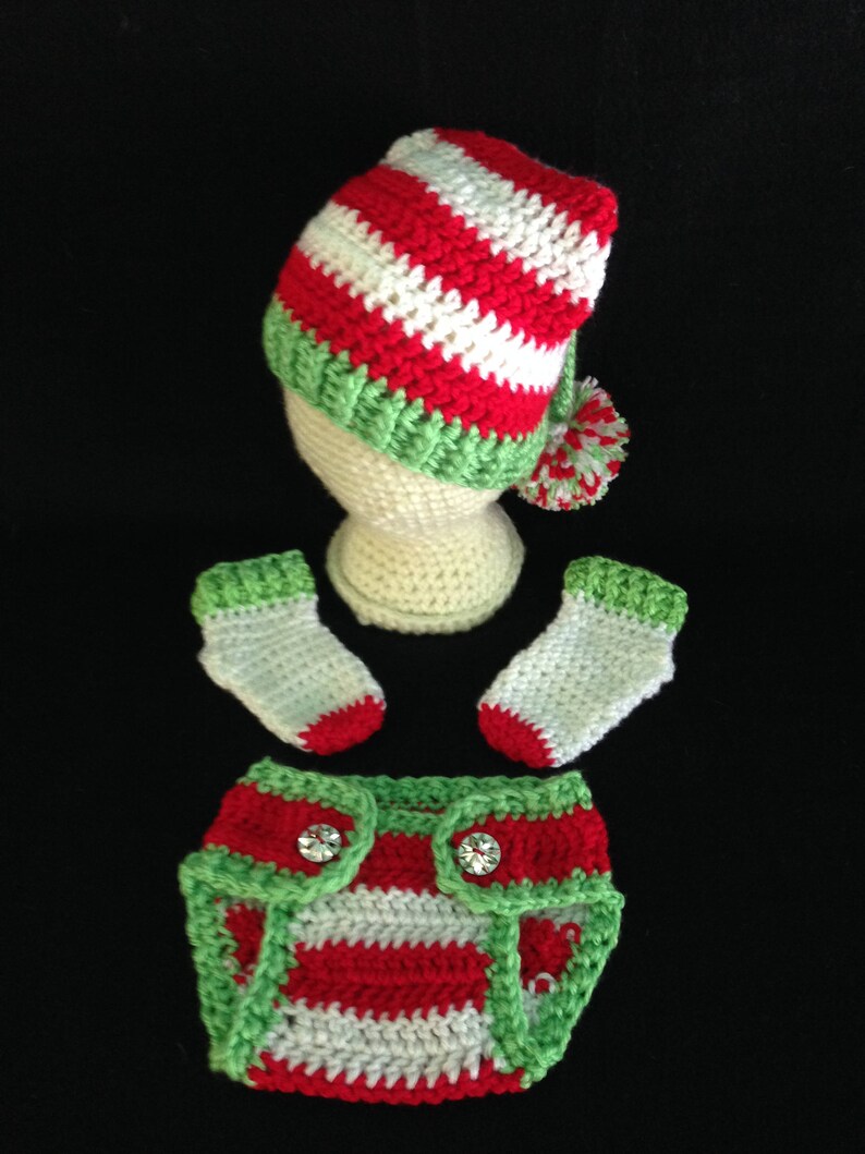 Crochet PATTERN - Baby Elf Hat and Diaper Cover Outfit, Baby Christmas ...