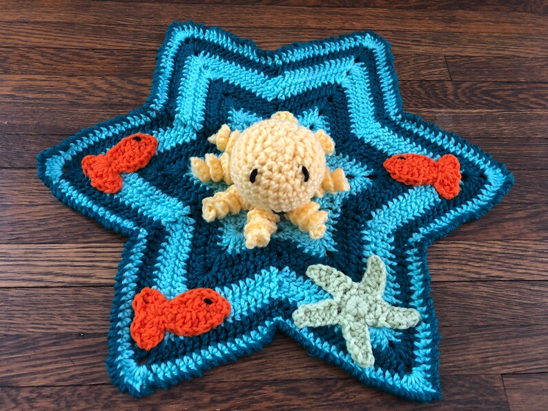 Crochet PATTERN Octopus Fish Lovey Blanket Octopus Ocean - Etsy