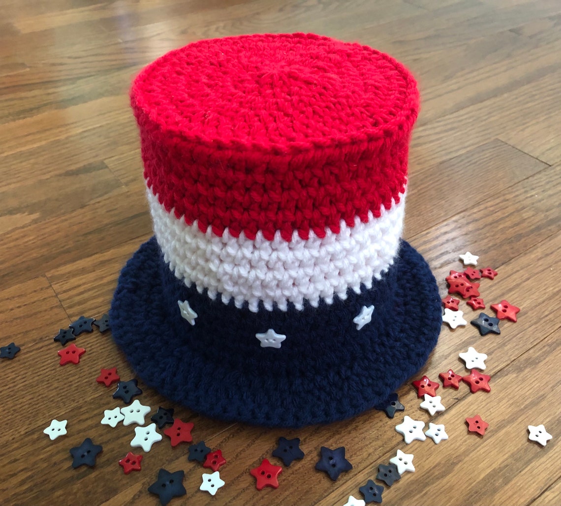 Crochet PATTERN Patriotic baby top hat Uncle Sam tall hat | Etsy