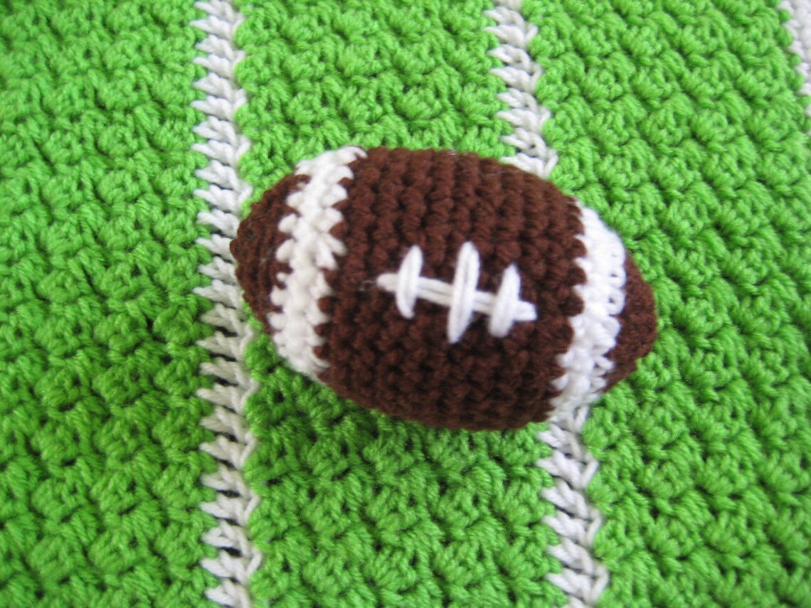 Crochet PATTERN - Football Field Baby Blanket Afghan, Football Rattle ...