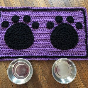 Crochet PATTERN - Paw Prints Pet Bowl Mat, Pet Placemat Paw Prints ...
