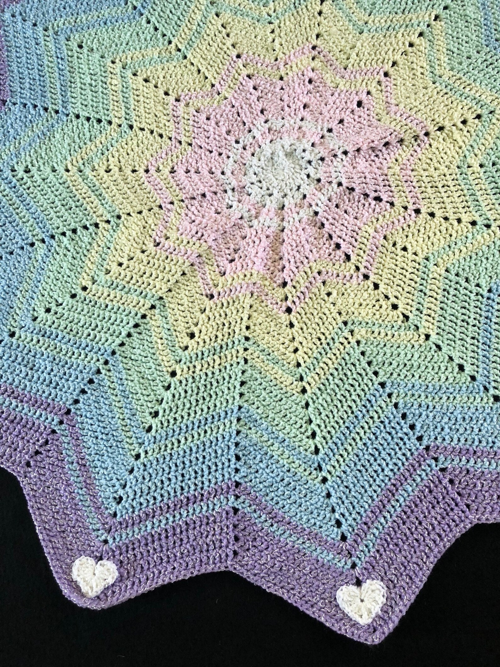 Crochet PATTERN Ripple Hearts Round Blanket Star Baby | Etsy