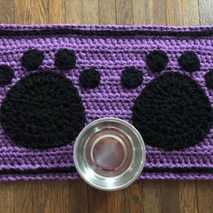 Crochet PATTERN - Paw Prints Pet Bowl Mat, Pet Placemat Paw Prints ...