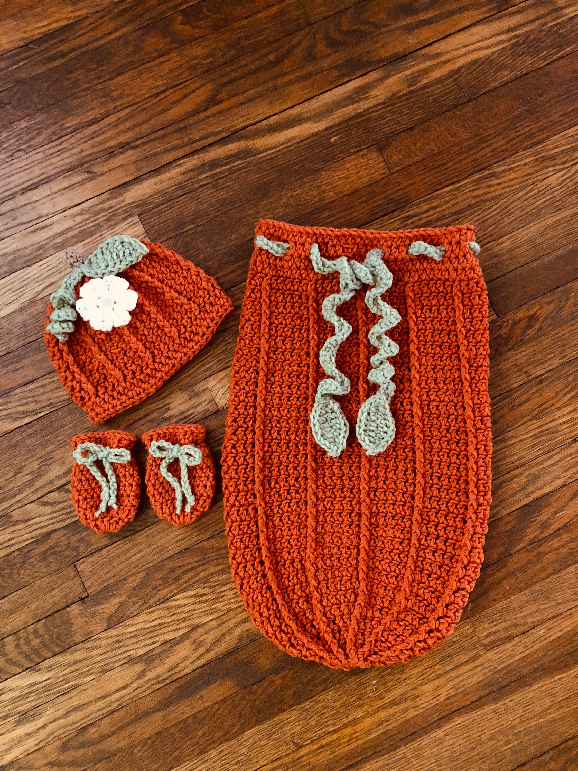 Crochet PATTERN Pumpkin Snuggle Sack Cocoon Set Newborn | Etsy
