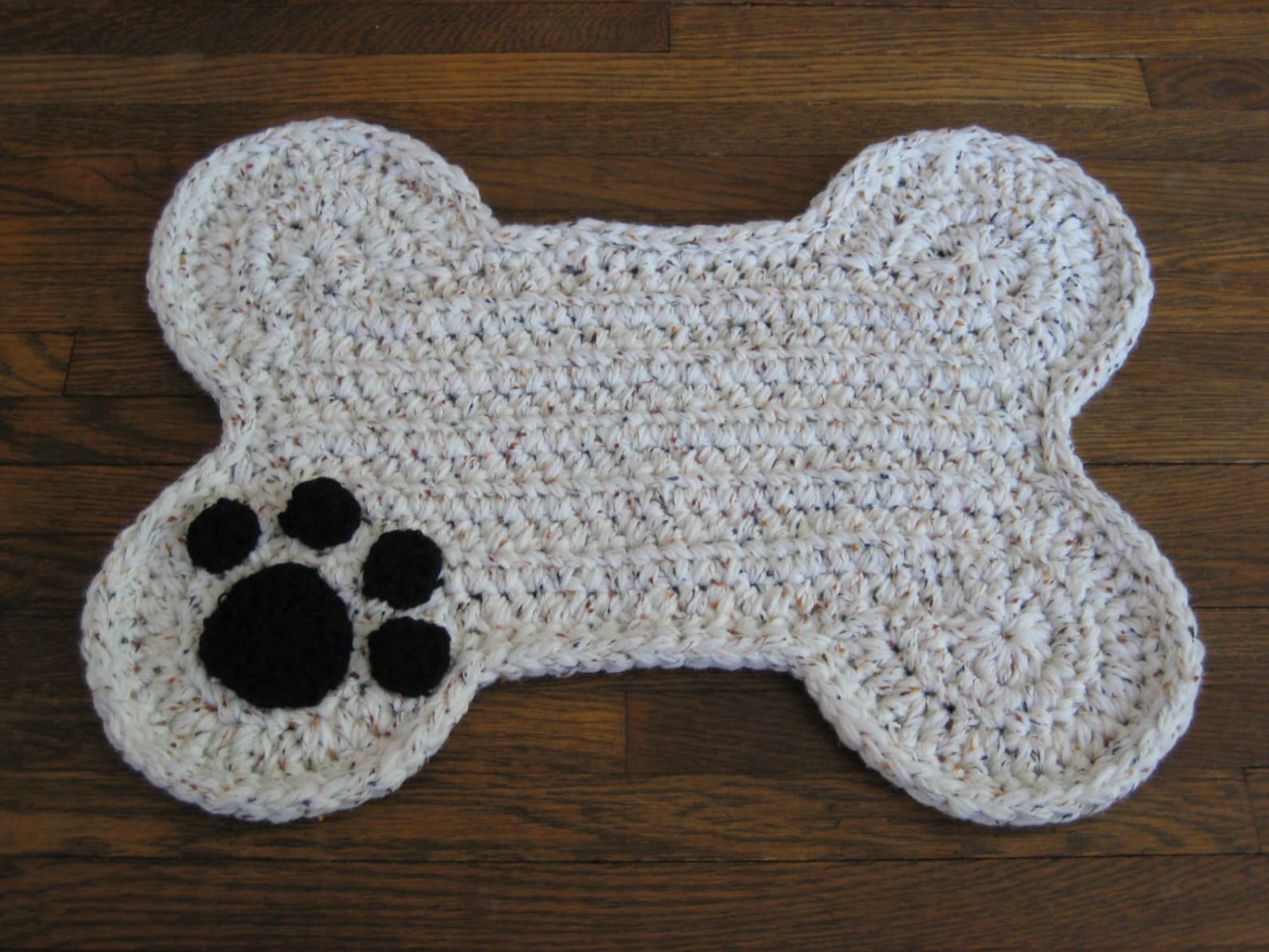 Crochet PATTERN - Dog Bone Pet Placemat, Dog Mat With Paw Print, Pet ...