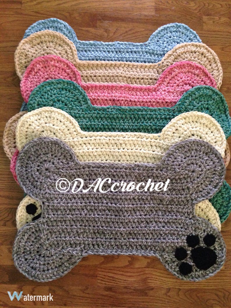 Crochet PATTERN Dog Bone Pet Placemat Dog Mat With Paw - Etsy Canada