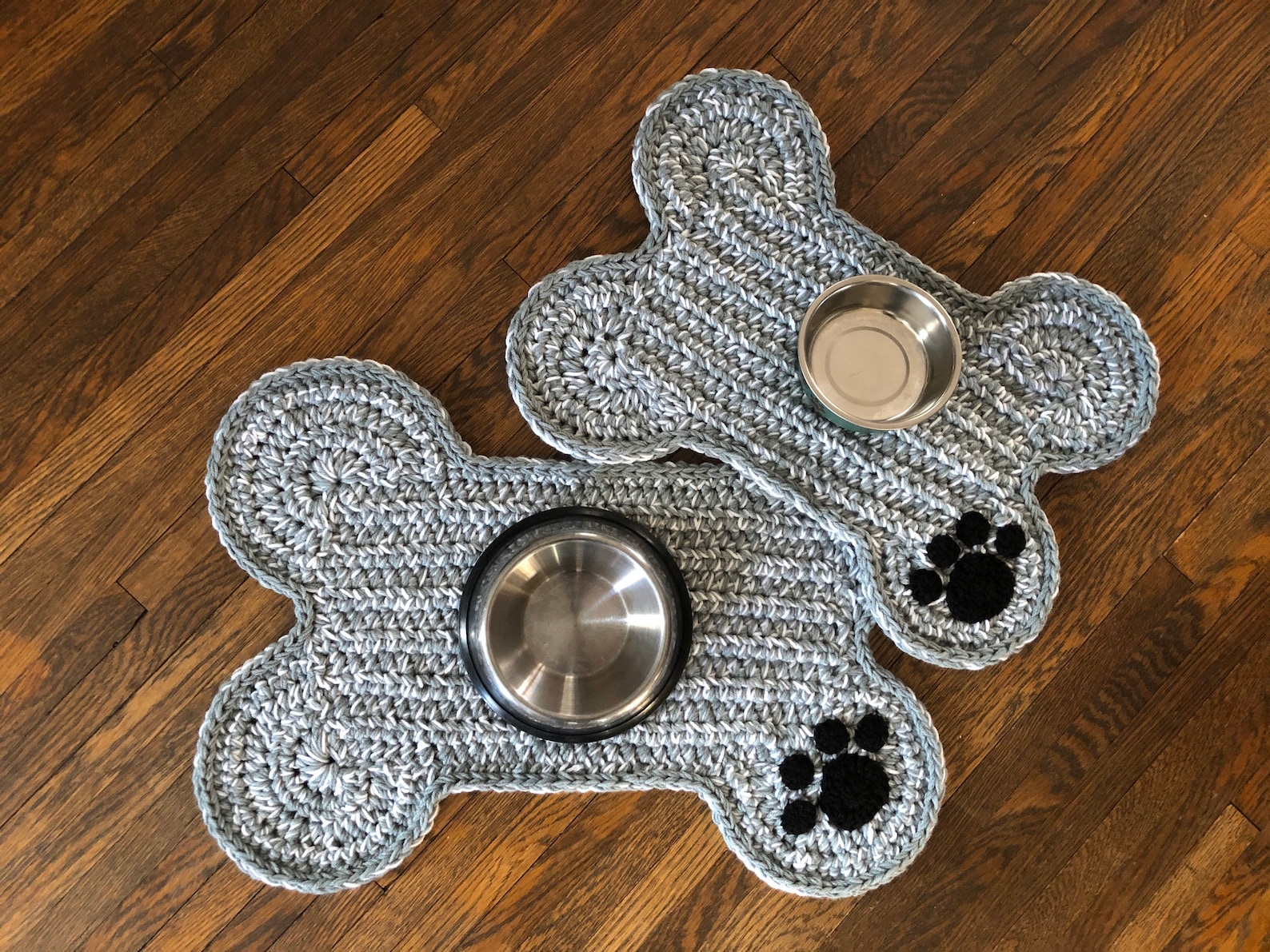 Grey White Dog Mat Paw Print Pet Personalized Dog Bone Paw - Etsy