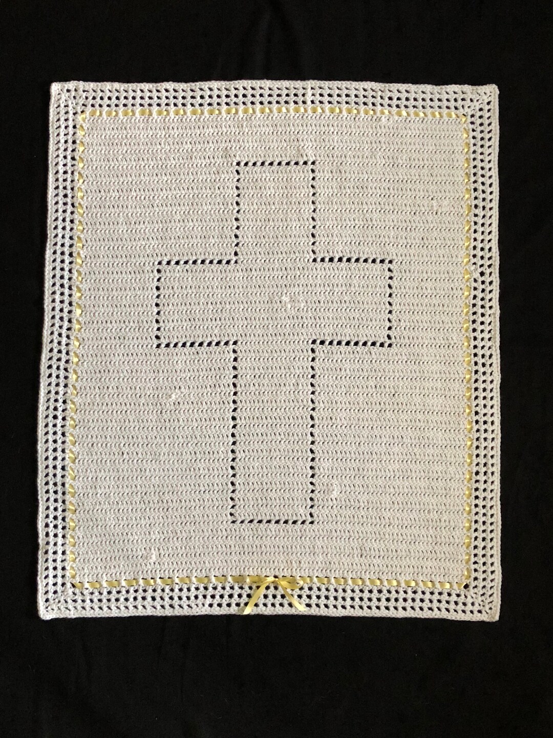 Crochet PATTERN - Cross Christening Baby Afghan Blanket; Filet Eyelet ...
