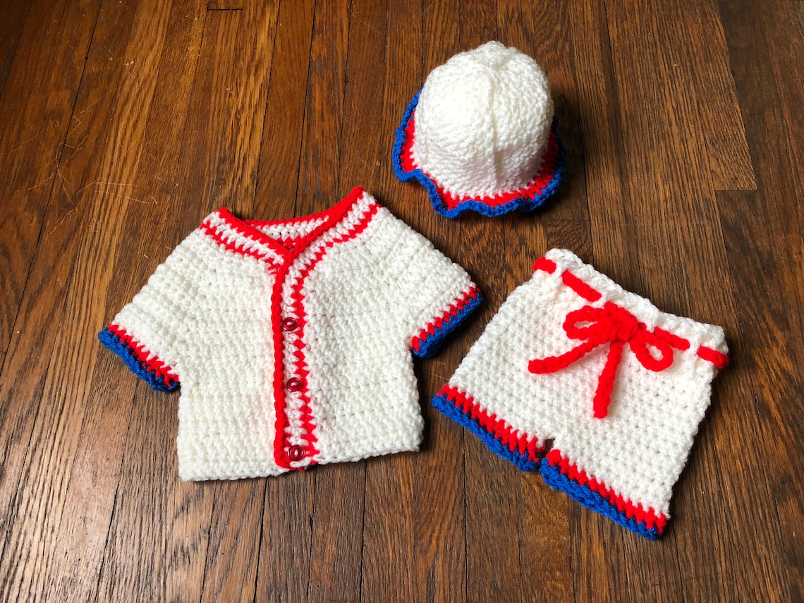 Crochet PATTERN - Baby Baseball Uniform, Newborn All Star Baseball ...
