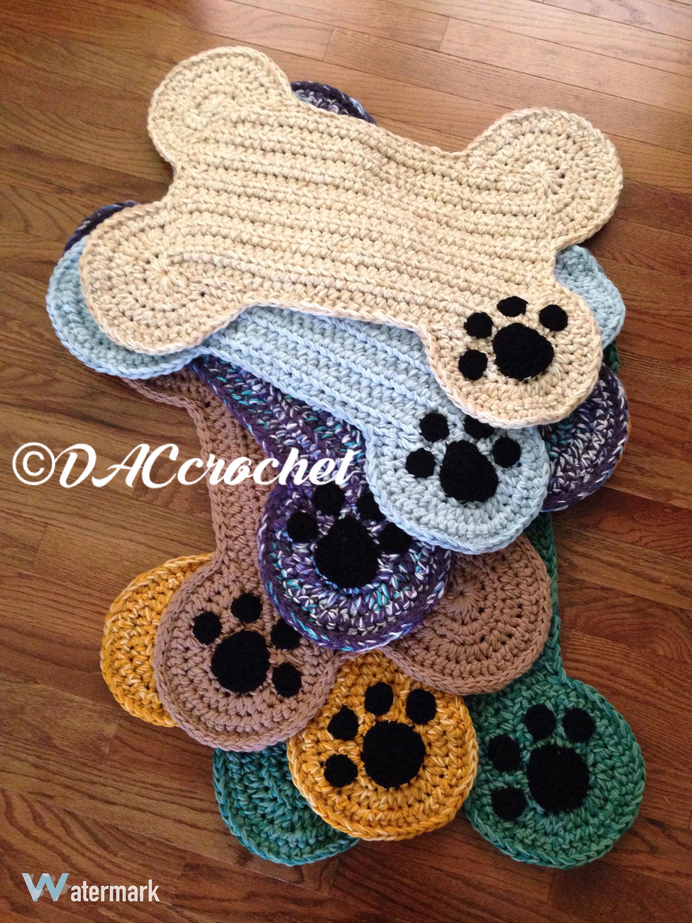 Crochet PATTERN Dog Bone Pet Placemat Dog Mat With Paw - Etsy Canada