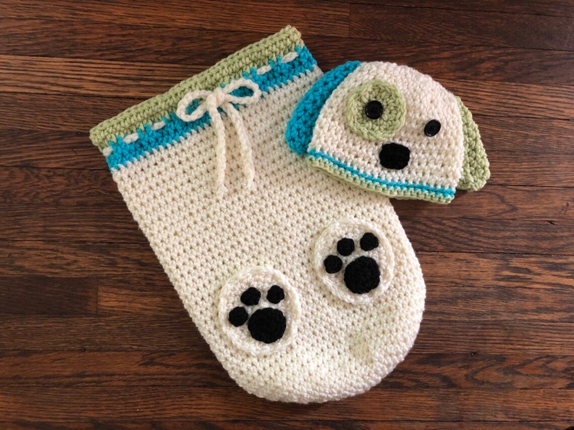Puppy Dog Cocoon Set, Baby Bunting Snuggle Sack, Newborn Puppy Cocoon ...