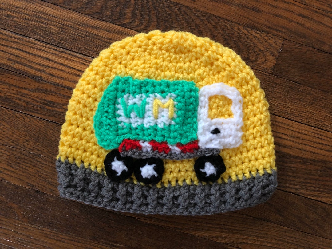 Garbage Truck Beanie Hat, Yellow Waste Management Truck Hat, Toddler ...