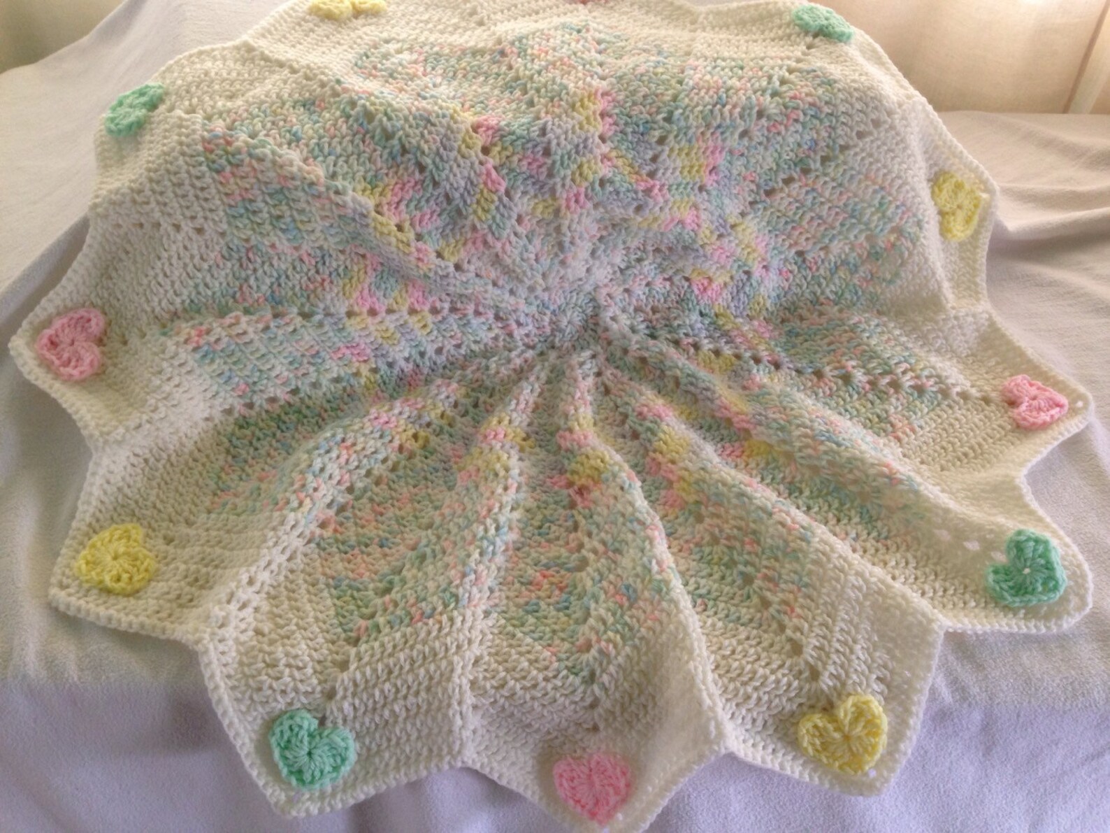 Crochet PATTERN - Ripple Hearts Round Blanket; Star Baby Blanket ...