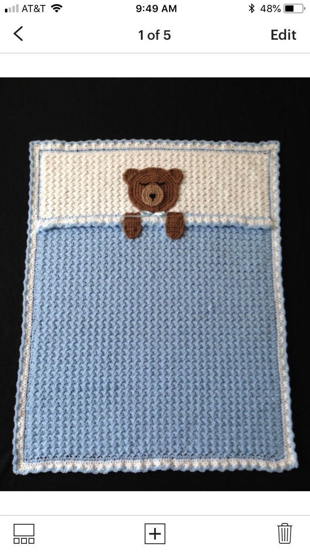 Crochet PATTERN - Teddy Bear Bedtime Blanket, Teddy Bear Baby Afghan ...