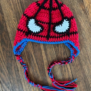 Spider Web Superhero Ear Flap Hat, Baby Child Spiderweb Design Hat ...