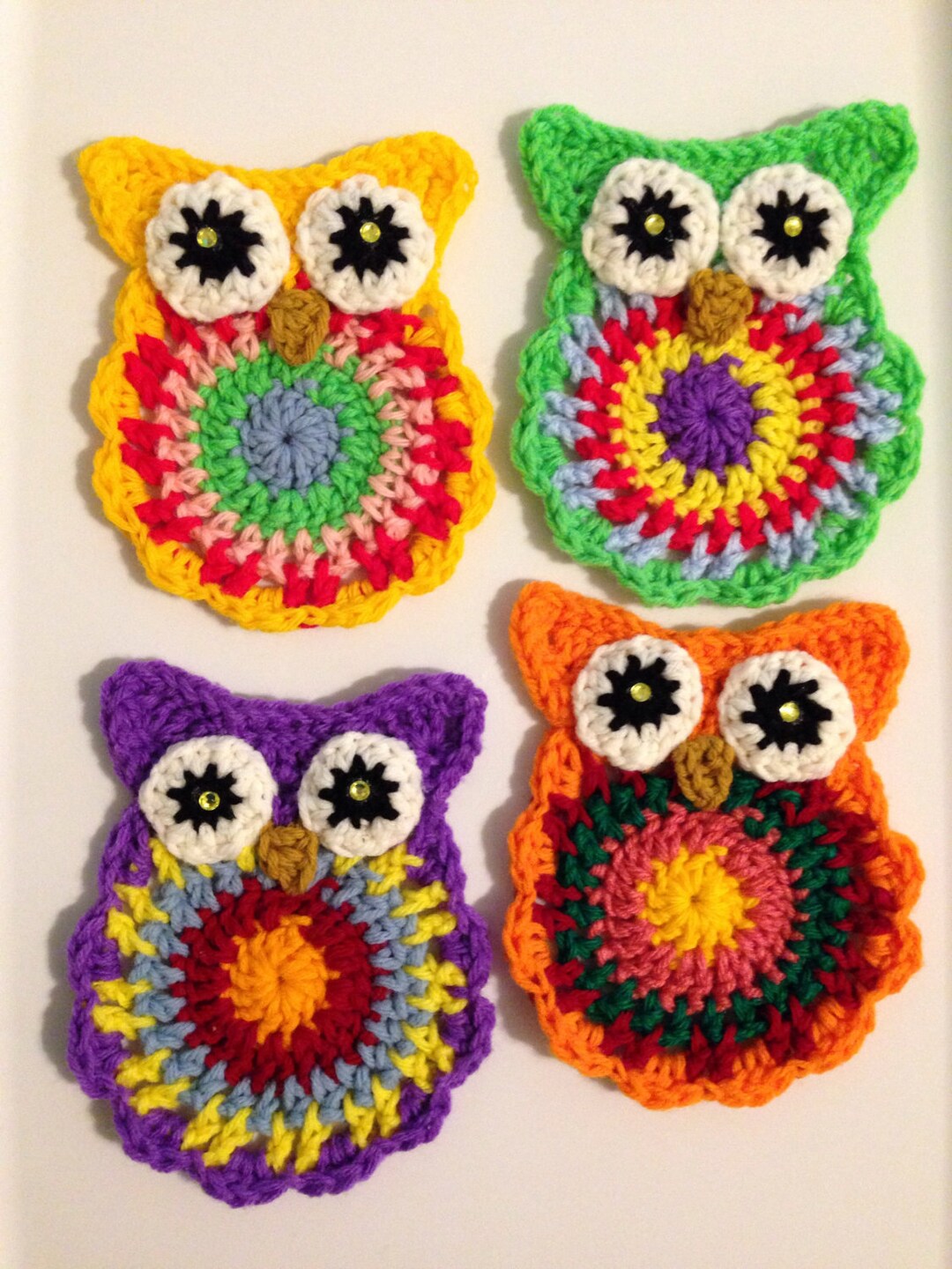 Crochet PATTERN - Owl Coasters; Owl Appliqué Crochet Pattern; Crochet ...