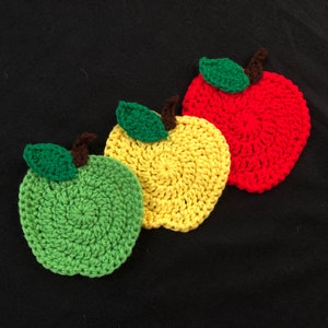 Apple Design Cup Coaster Set, Red Yellow Green Apple Table Coasters ...