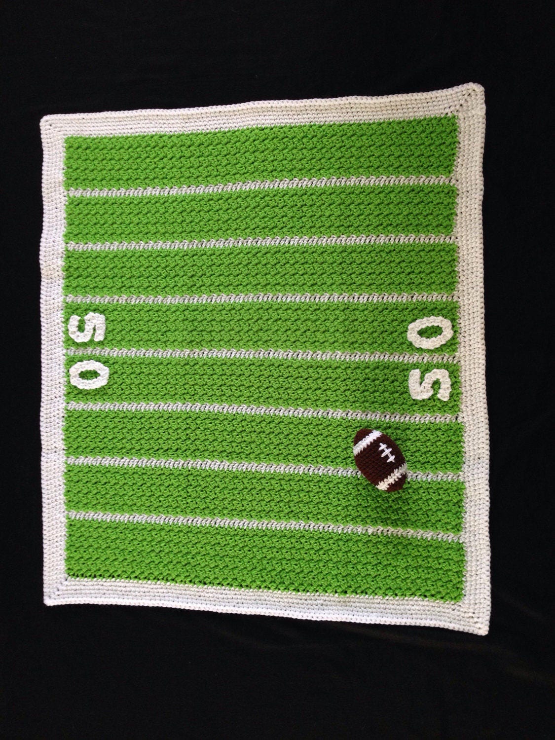Crochet PATTERN - Football Field Baby Blanket Afghan, Football Rattle ...