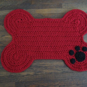 Crochet PATTERN - Dog Bone Pet Placemat, Dog Mat With Paw Print, Pet ...