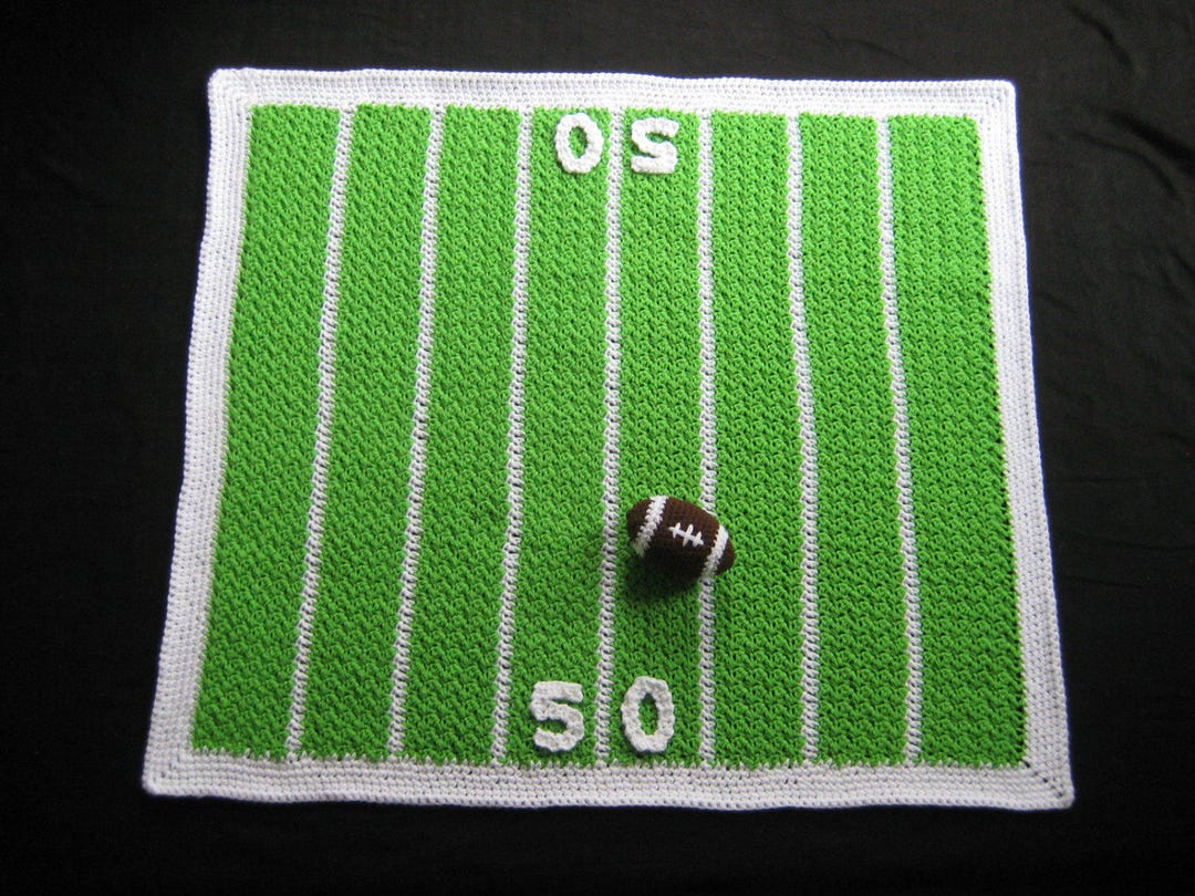 Crochet PATTERN - Football Field Baby Blanket Afghan, Football Rattle ...