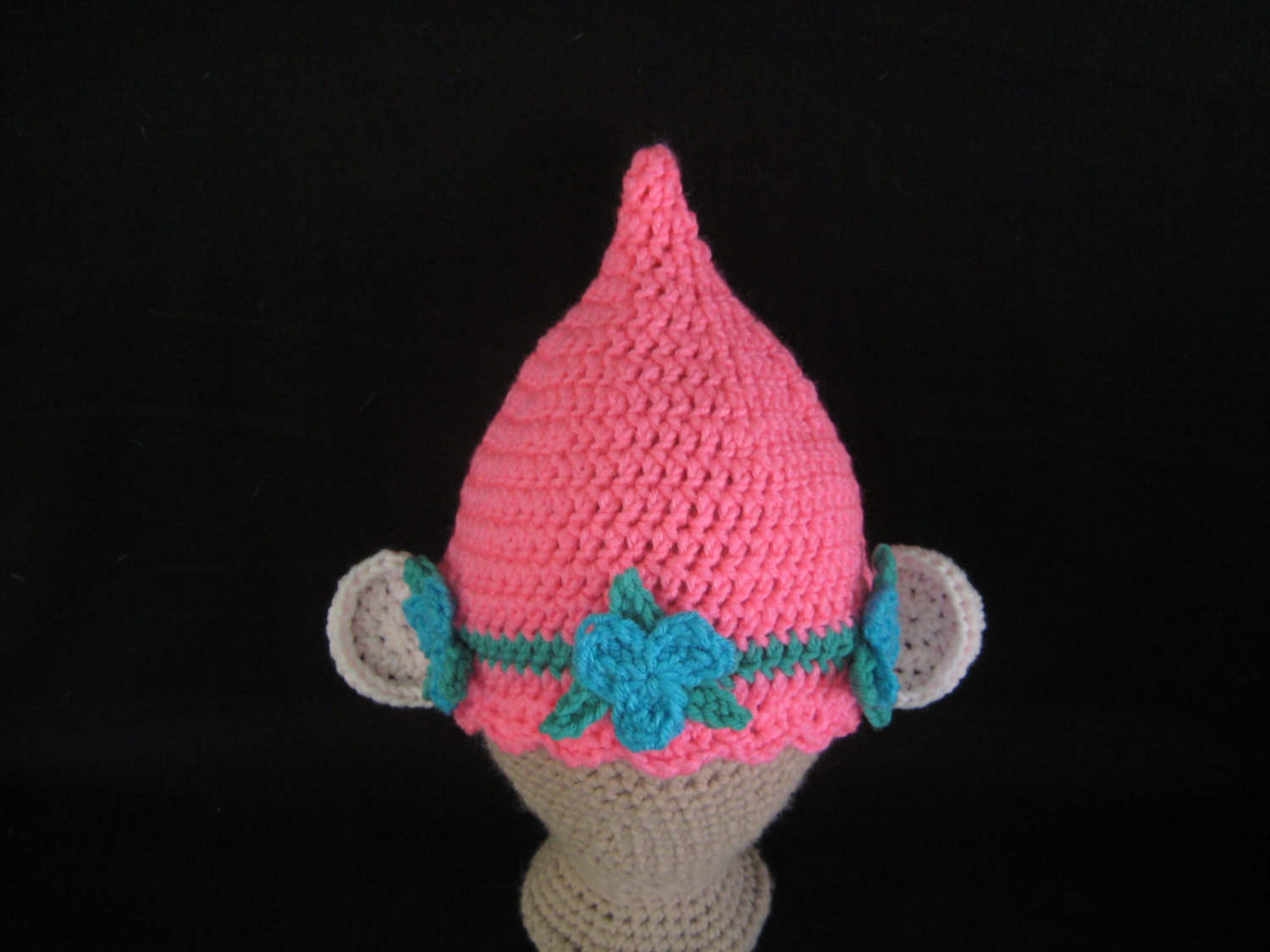 Crochet PATTERN - Pink Troll Hat Poppy Flowers, Troll Hat Crochet ...