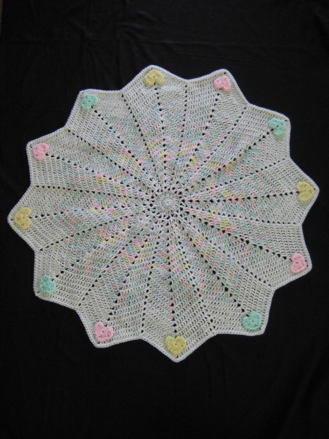 Crochet PATTERN Ripple Hearts Round Blanket Star Baby | Etsy