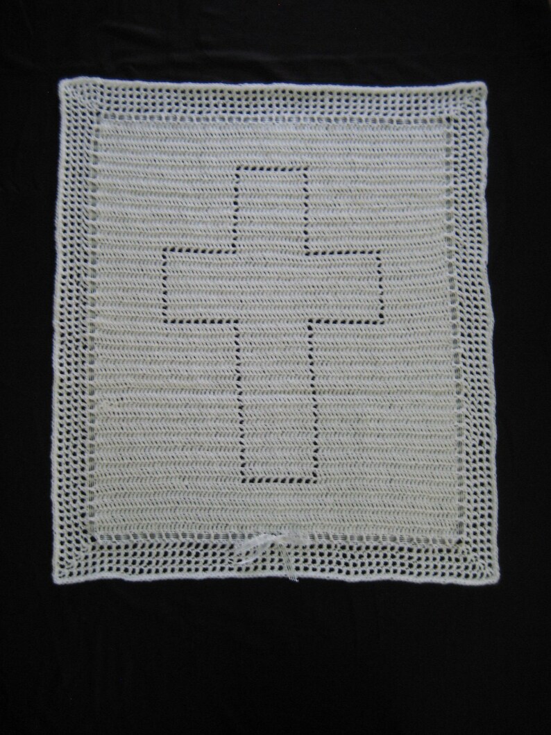 Crochet PATTERN Cross Christening Baby Afghan Blanket Filet | Etsy