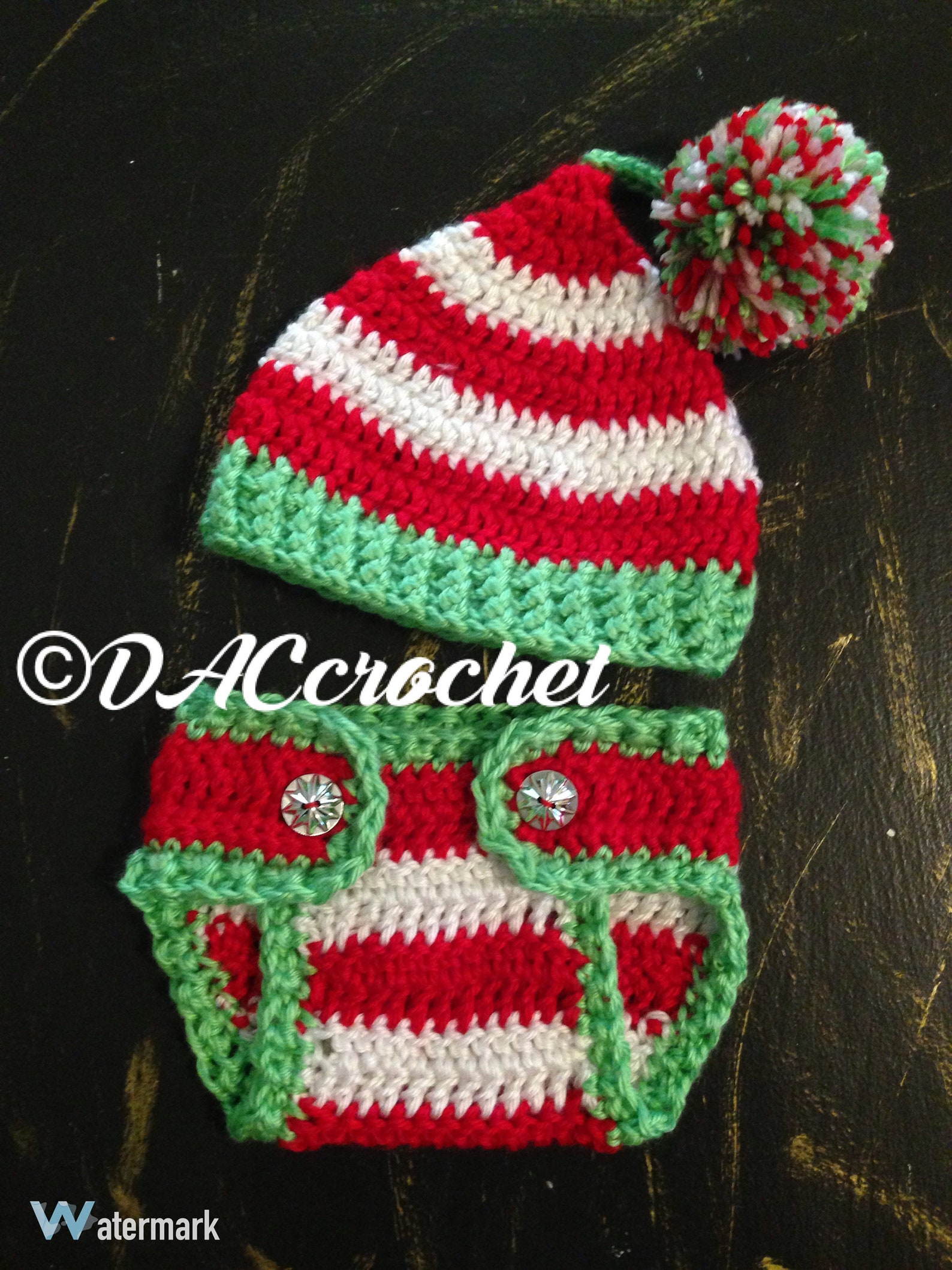 Crochet PATTERN - Baby Elf Hat and Diaper Cover Outfit, Baby Christmas ...