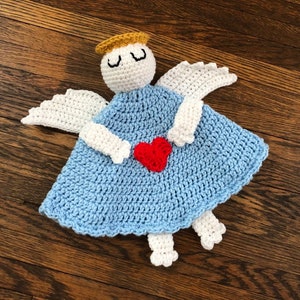 Crochet PATTERN - Angel Lovey Security Blanket, Angel Doll Lovey ...