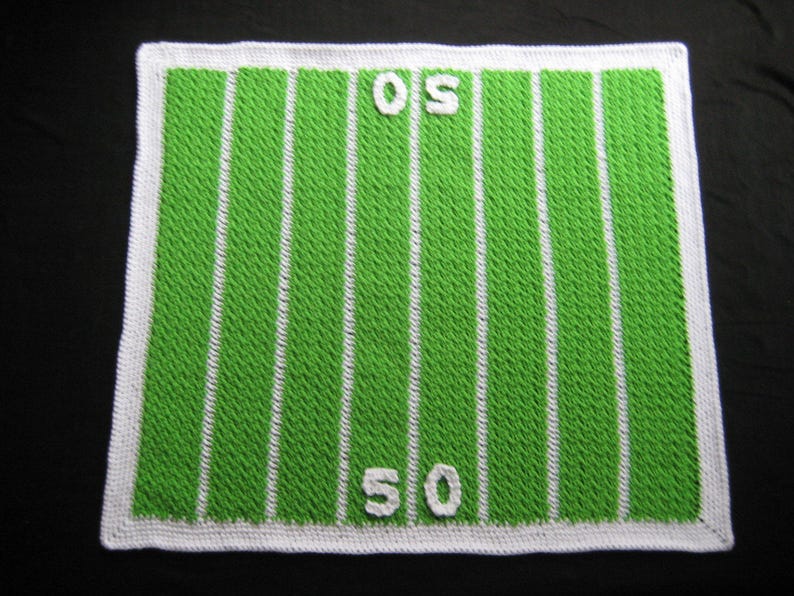 Crochet PATTERN - Football Field Baby Blanket Afghan, Football Rattle ...