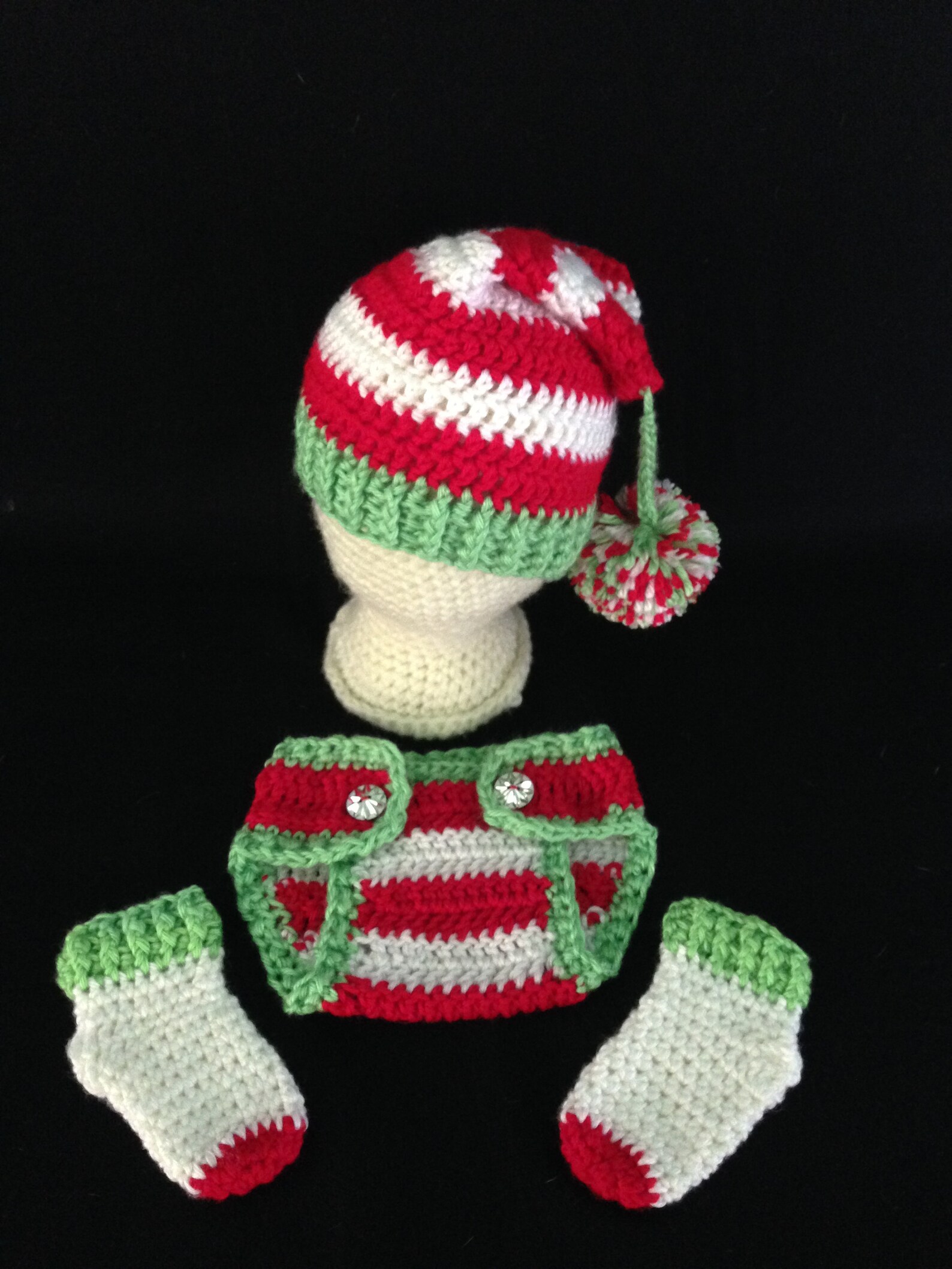 Crochet PATTERN - Baby Elf Hat and Diaper Cover Outfit, Baby Christmas ...