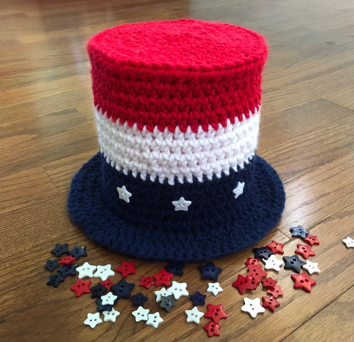Crochet PATTERN Patriotic baby top hat Uncle Sam tall hat | Etsy