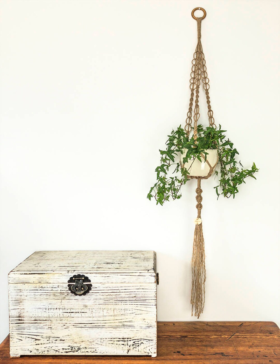 Macrame Plant Hanger: Vintage Style, Natural Jute, Boho Decor - Etsy