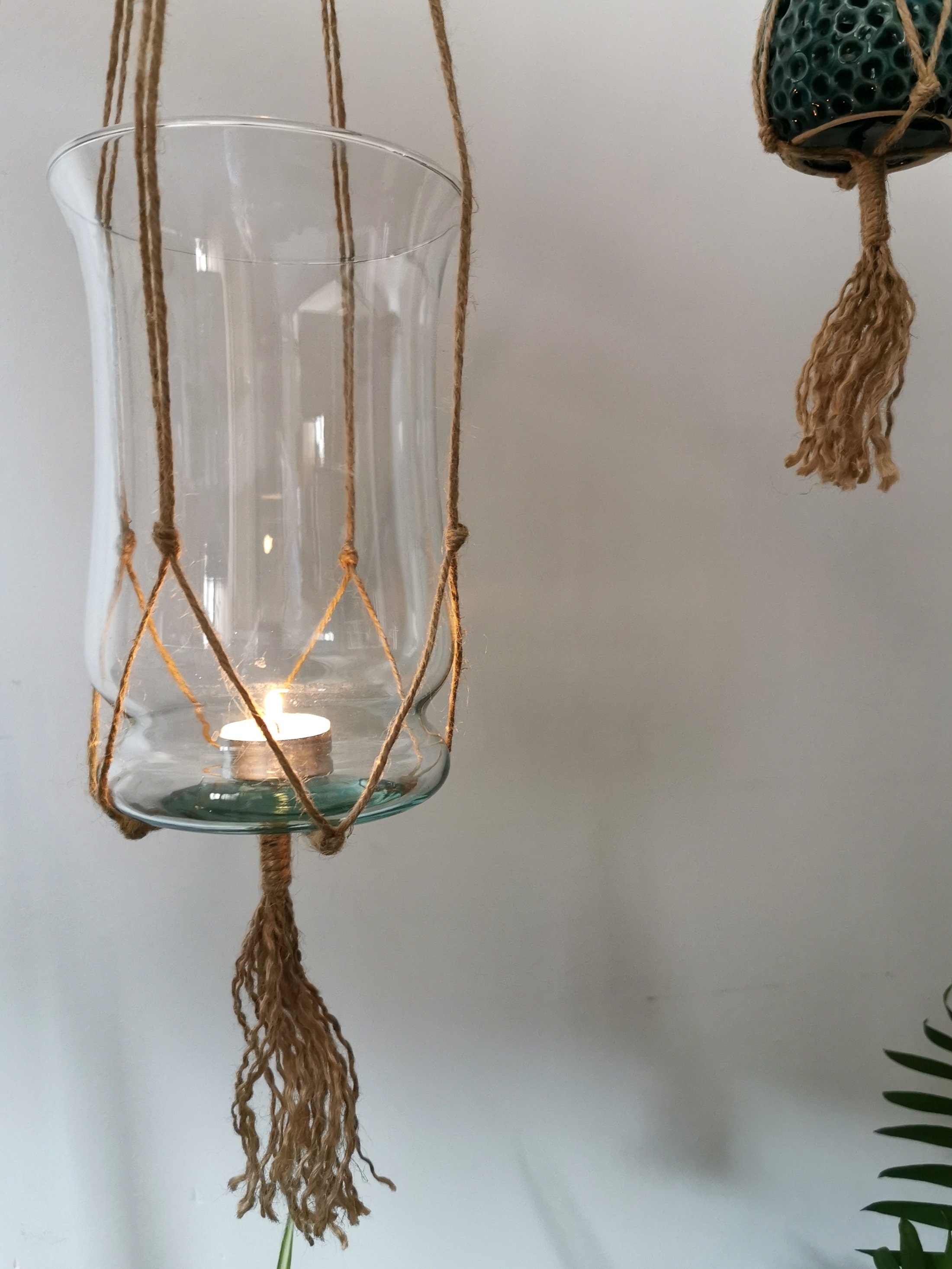Raw Jute Macrame Hanging Planter / Hanging Lantern / Macrame | Etsy