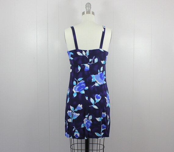 1980s mini dress • blue floral sundress • graphic flo… - Gem