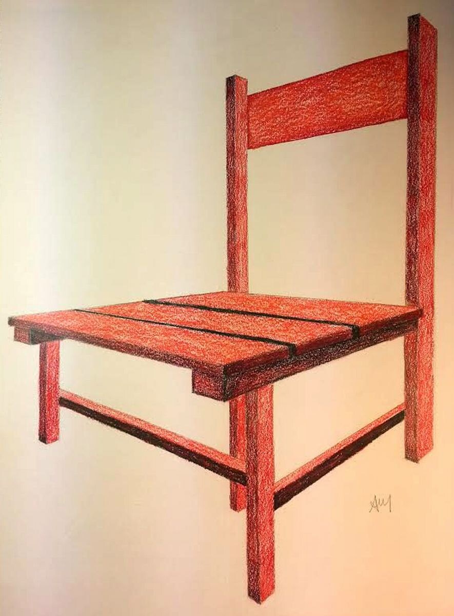 Artwork Color Pencil Drawing the Red Chair Art - Etsy