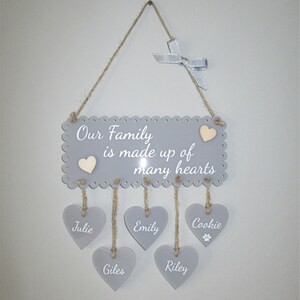 Personalised Family Plaque. our Family is Made up of Many Hearts ...