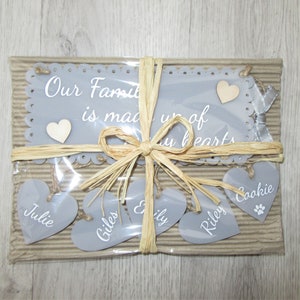 Personalised Family Plaque. "our Family is Made up of Many Hearts ...