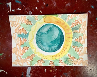 Hand Painted Postcards set of 4, Nature, Animal, Original Watercolor ...