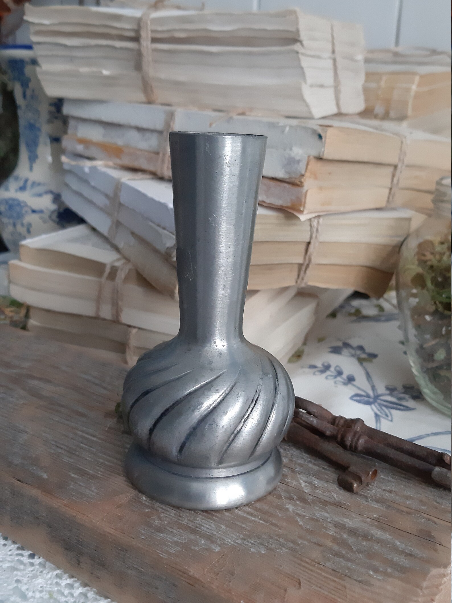 Vintage pewter metal vase small single bud vase collectible 95 | Etsy