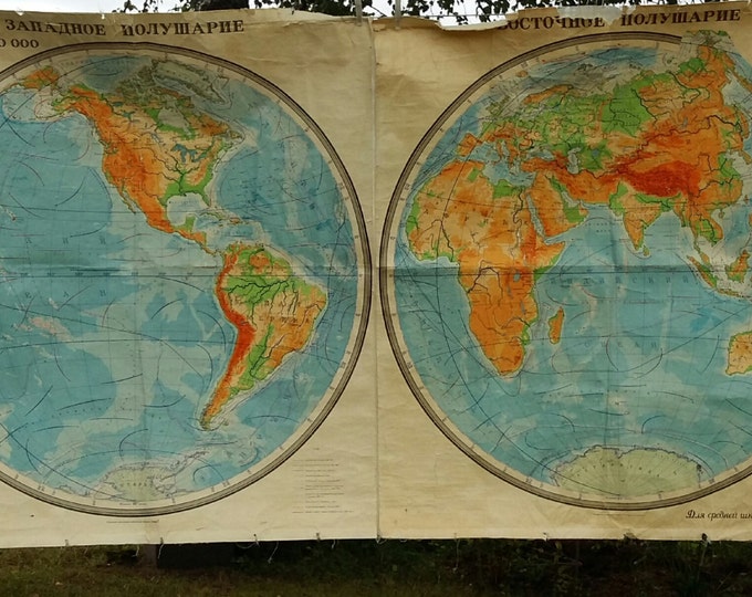 Antique Vintage World Map School Chart Extra Large Wall Decor - Etsy